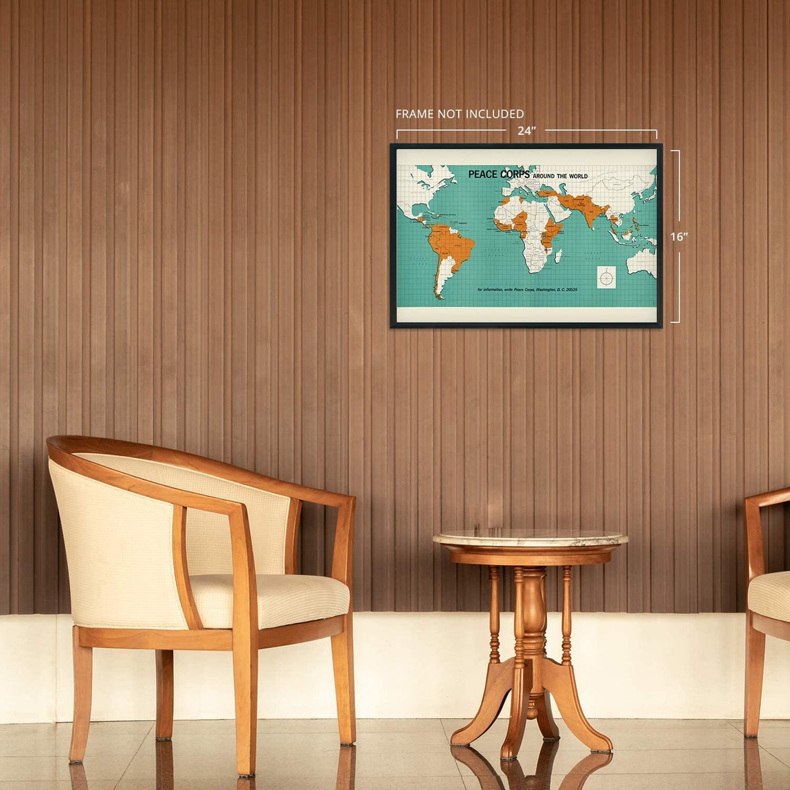 1966 Map of Peace Corps Around the World Vintage Map of Peace Corps ...