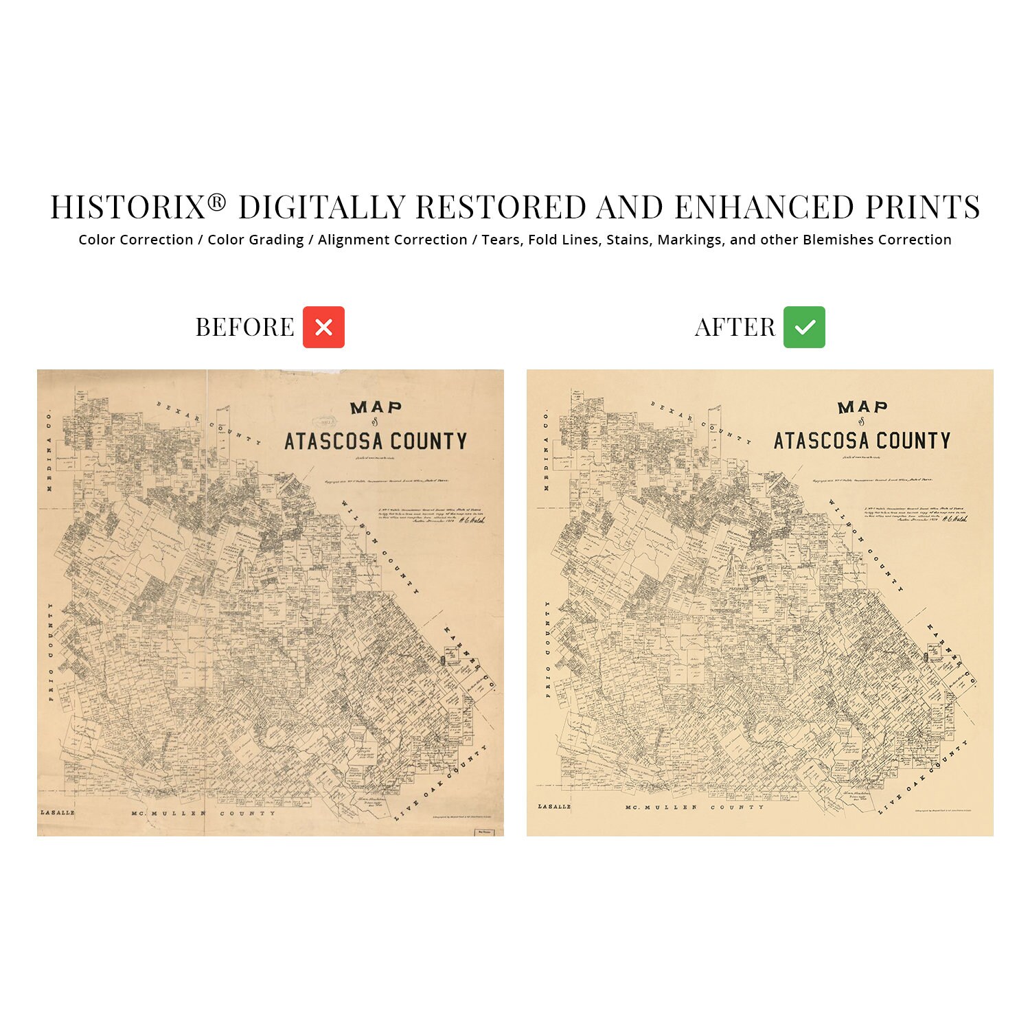 1879 Atascosa County Texas Map Vintage Map of Atascosa - Etsy