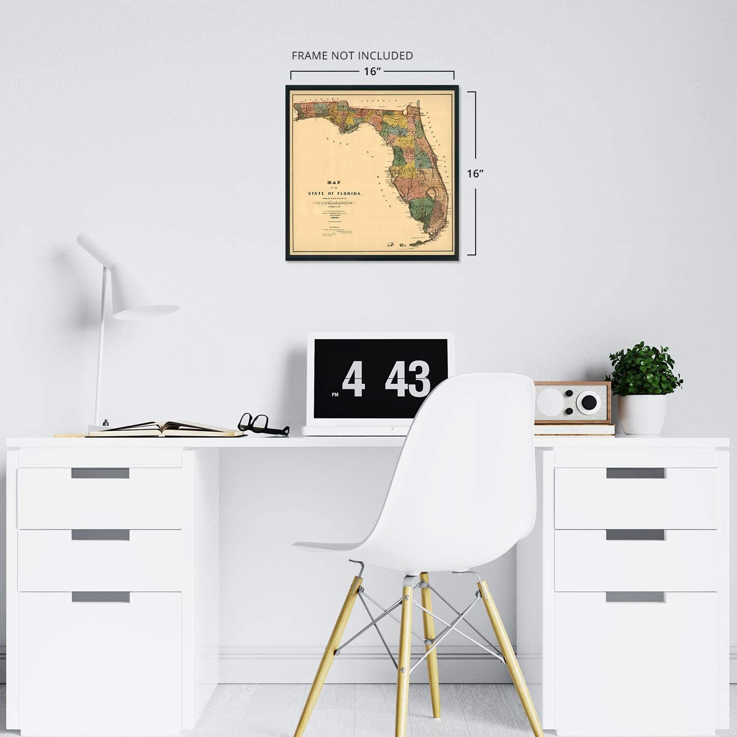 1856 Florida State Wall Map - Vintage Map Wall Art - Vintage Florida ...