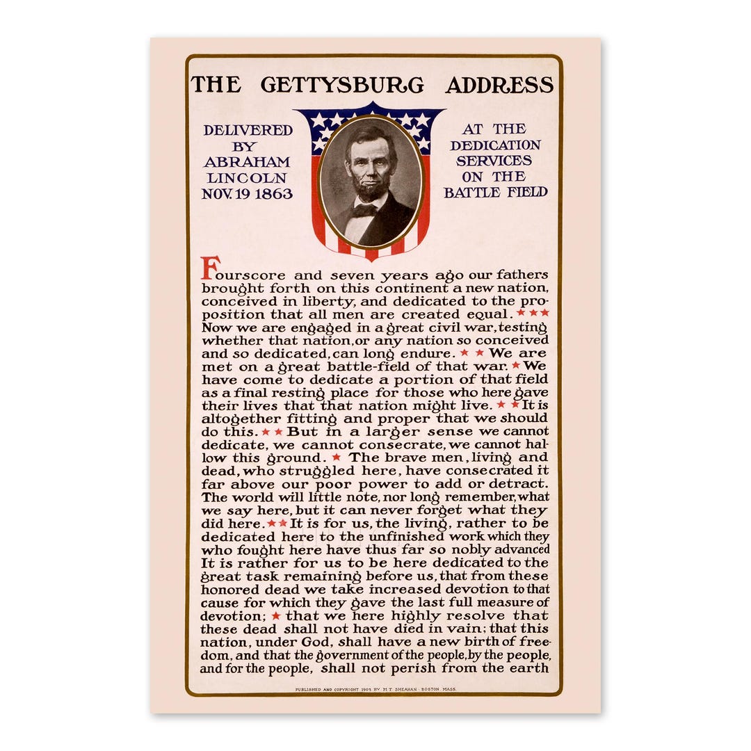 1909 the Gettysburg Address Poster Print - Vintage Poster Gettysburg ...