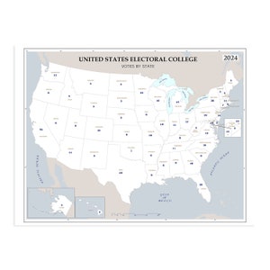 2024 Updated United States Electoral College Votes by State Map Poster ...