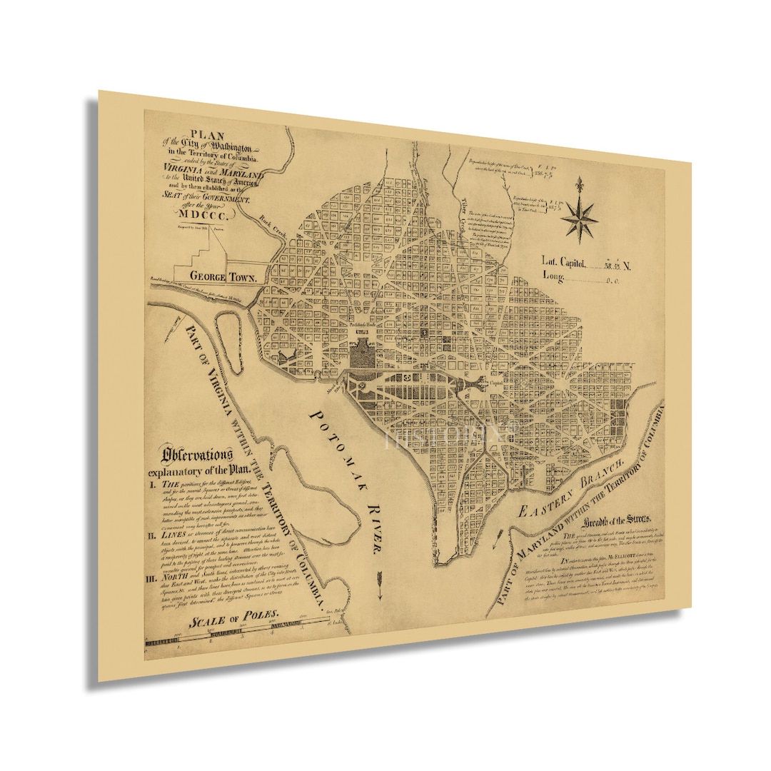 1792 Washington DC Map Print - Vintage Plan of the City of Washington ...