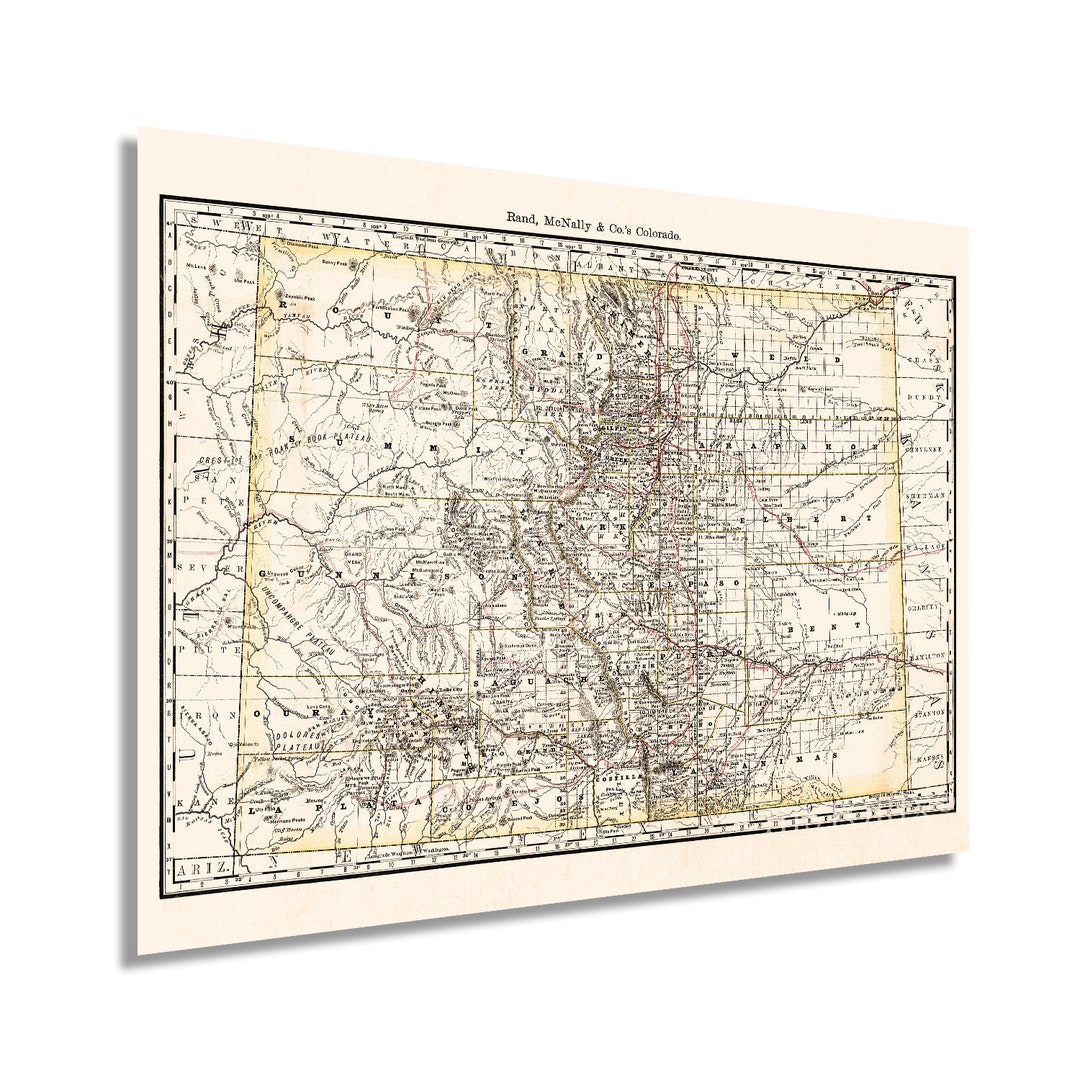 1879 Colorado Map Poster - Vintage Colorado Map - Old State Map of ...