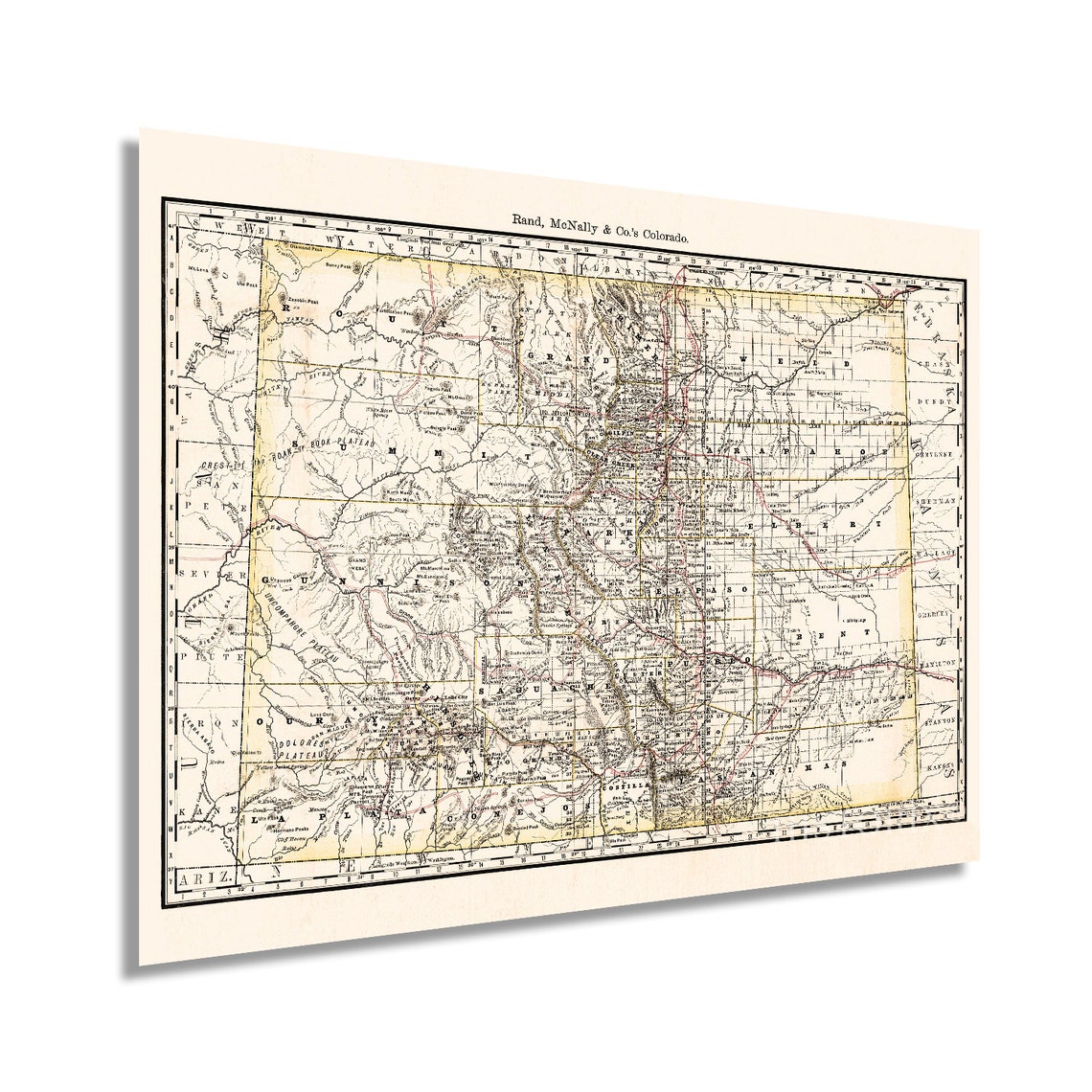 1879 Colorado Map Poster Vintage Colorado Map Old State Map of Colorado ...