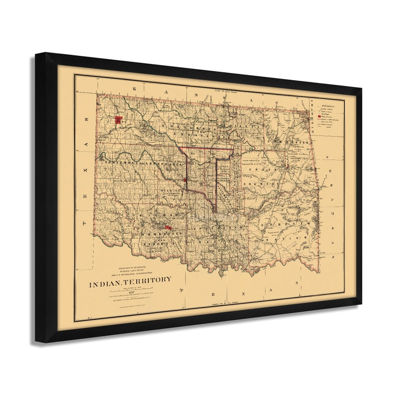 1887 Indian Territory Map - Etsy