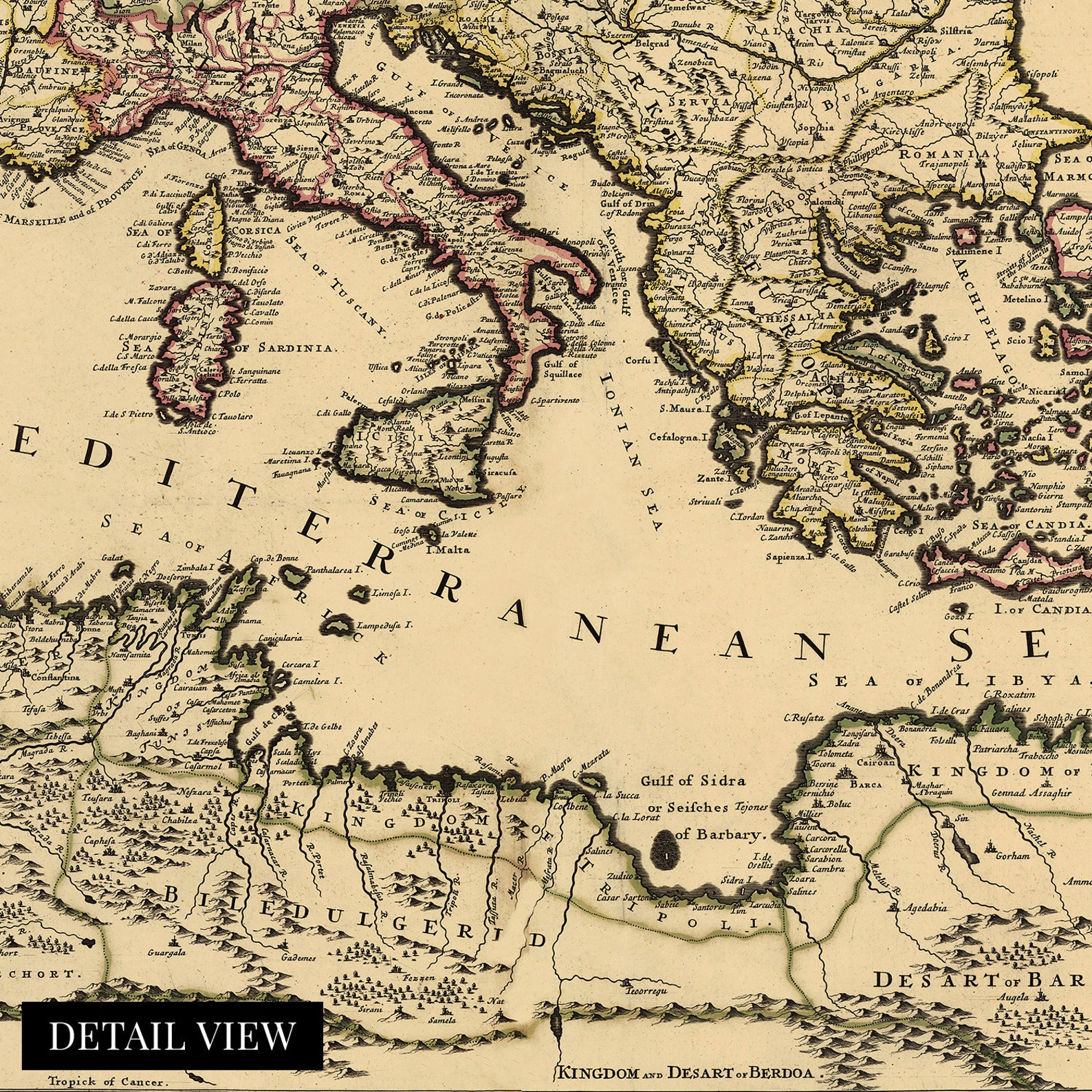 1680 Mediterranean Sea Map Old Map of the Mediterranean History ...