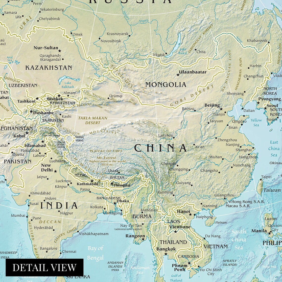 2021 Asia Map Countries of Asia Wall Map Map of Asia Poster Large Asia ...
