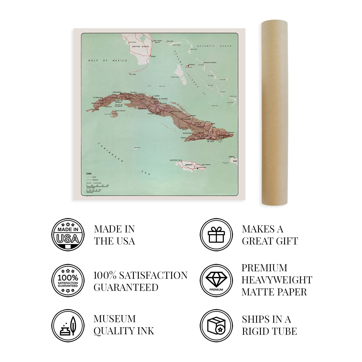 1962 Cuba Map Print - Vintage Map of Cuba Poster - Old Mapa De Cuba ...