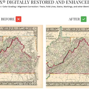 1863 Virginia and West Virginia Map Vintage Map of Virginia | Etsy