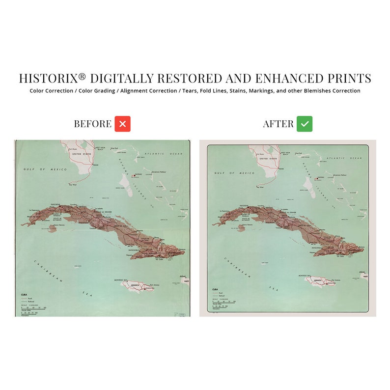 1962 Cuba Map Print - Vintage Map of Cuba Poster - Old Mapa De Cuba ...