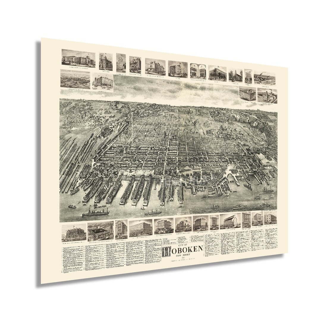 1904 Hoboken New Jersey Map - City of Hoboken Wall Art - History Map of ...