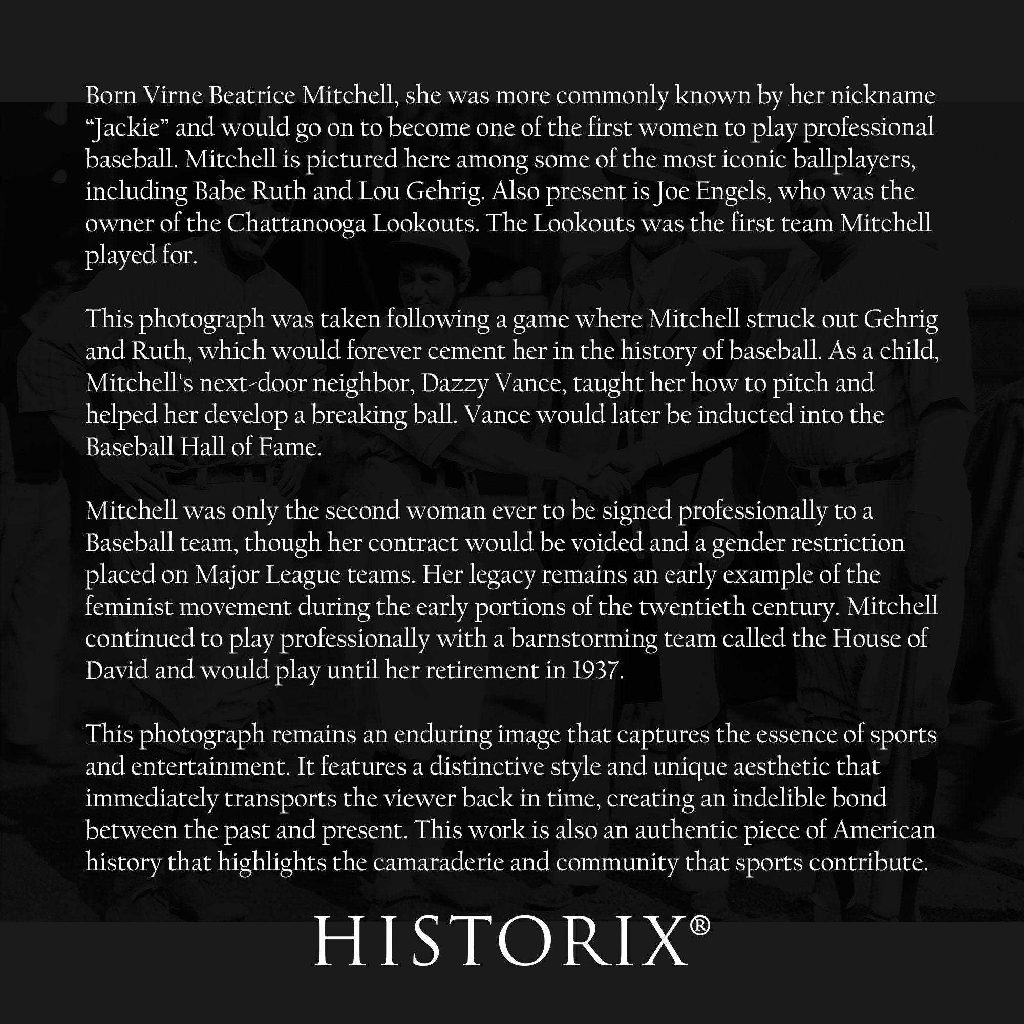 1952 Jackie Mitchell & Babe Ruth Photo Print - Old Photo of Jackie ...