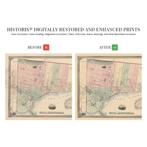 1863 Montreal Quebec Canada Map Vintage Montreal Wall Map | Etsy