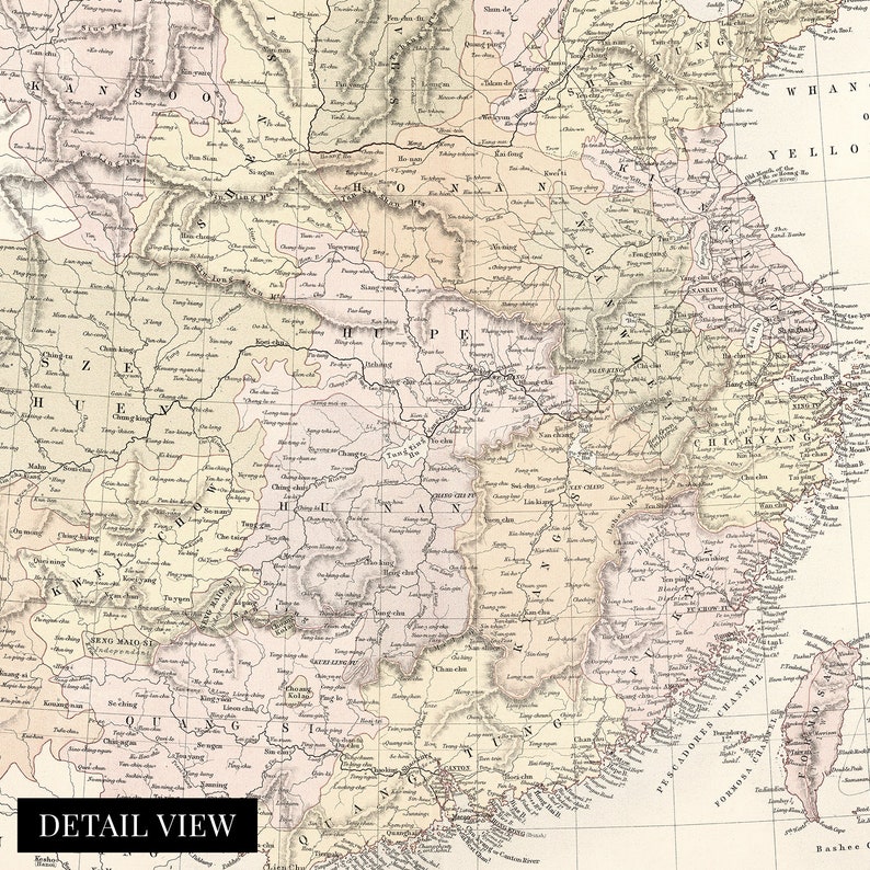 1885 China Map Old Map of China Historic Map of China - Etsy
