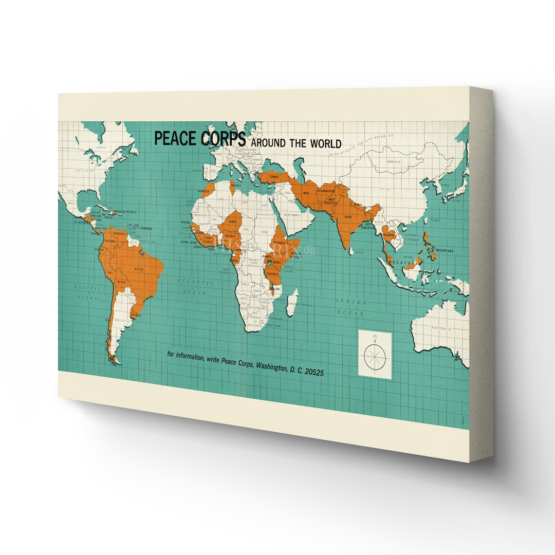 1966 World Map Canvas Art - Canvas Wrap Vintage World Map - Historic ...