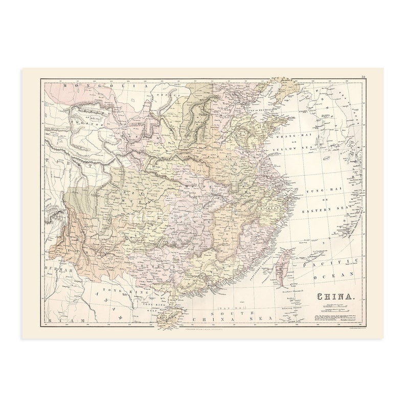 1885 China Map - Old Map of China - Historic Map of China - History Map ...