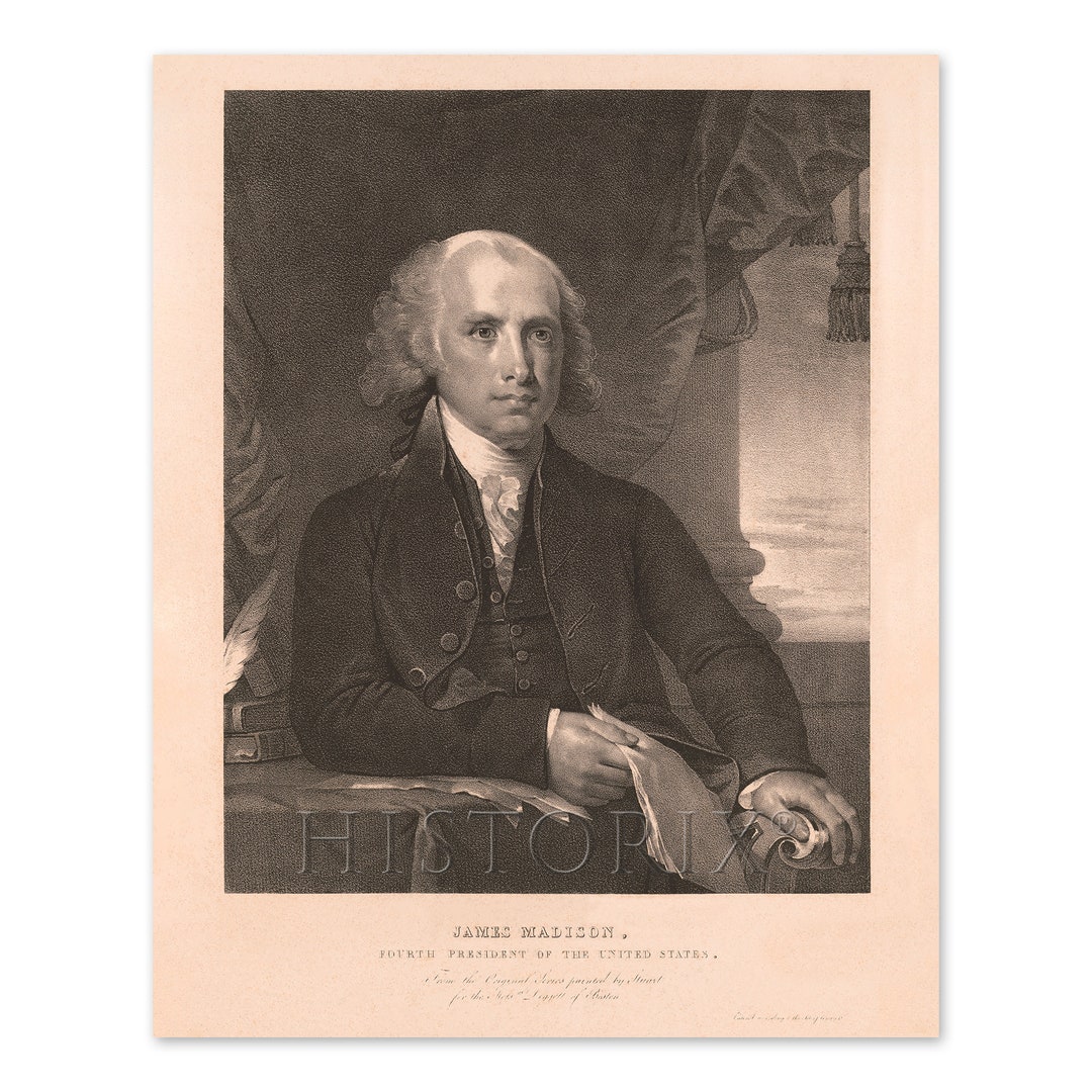 1828 James Madison Portrait Photo Print - James Madison President of ...