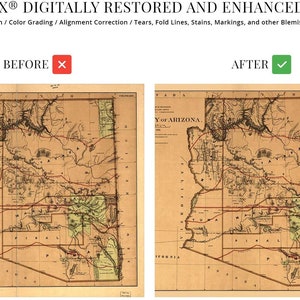 1876 Arizona Territory Map - Vintage Arizona Map - Old Arizona ...