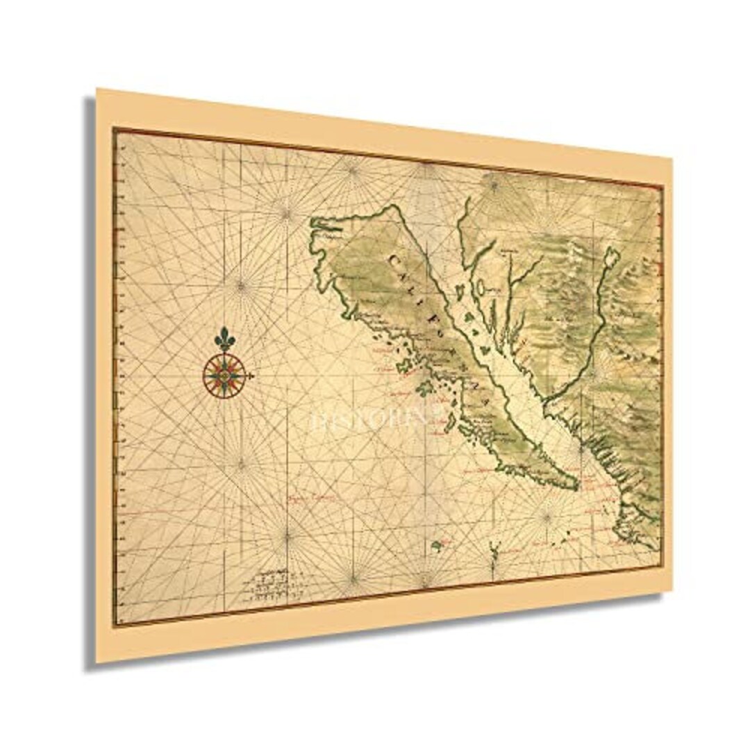 1650 California Shown as an Island Map Poster - Vintage Map of ...