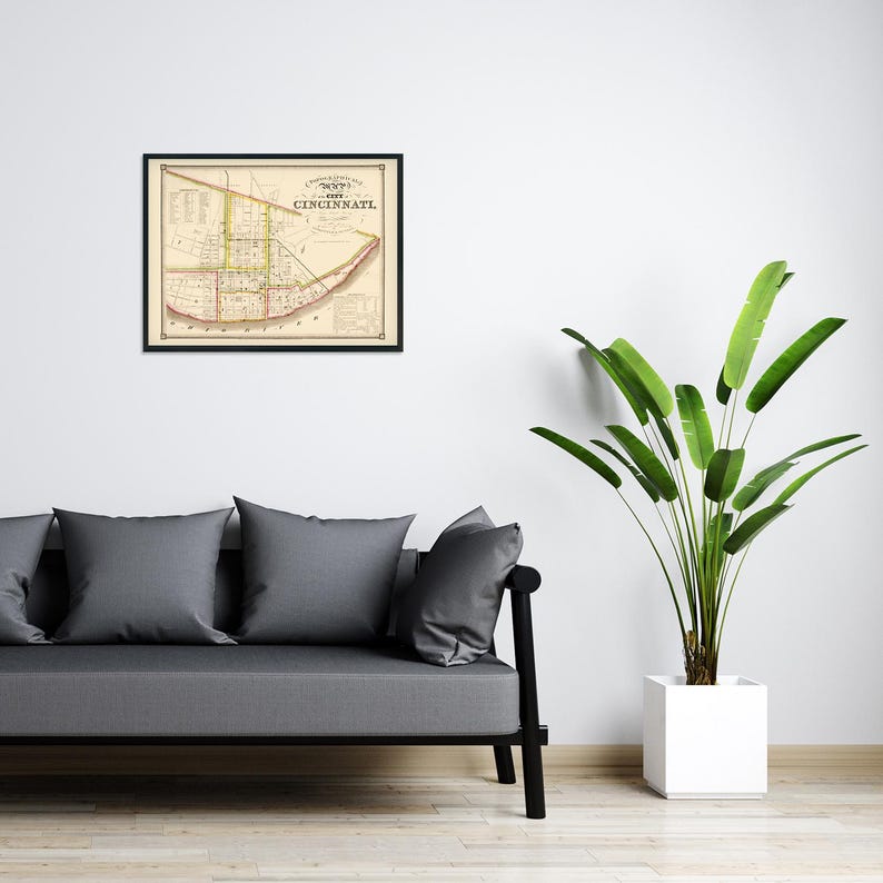 1841 Cincinnati Ohio Map - Vintage Map of Cincinnati Ohio - Old ...