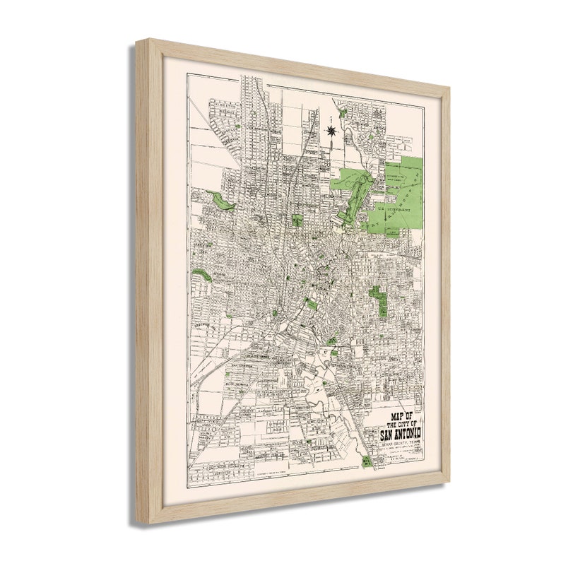 1924 Bexar County Map Print - Framed Vintage San Antonio Map - Historic ...