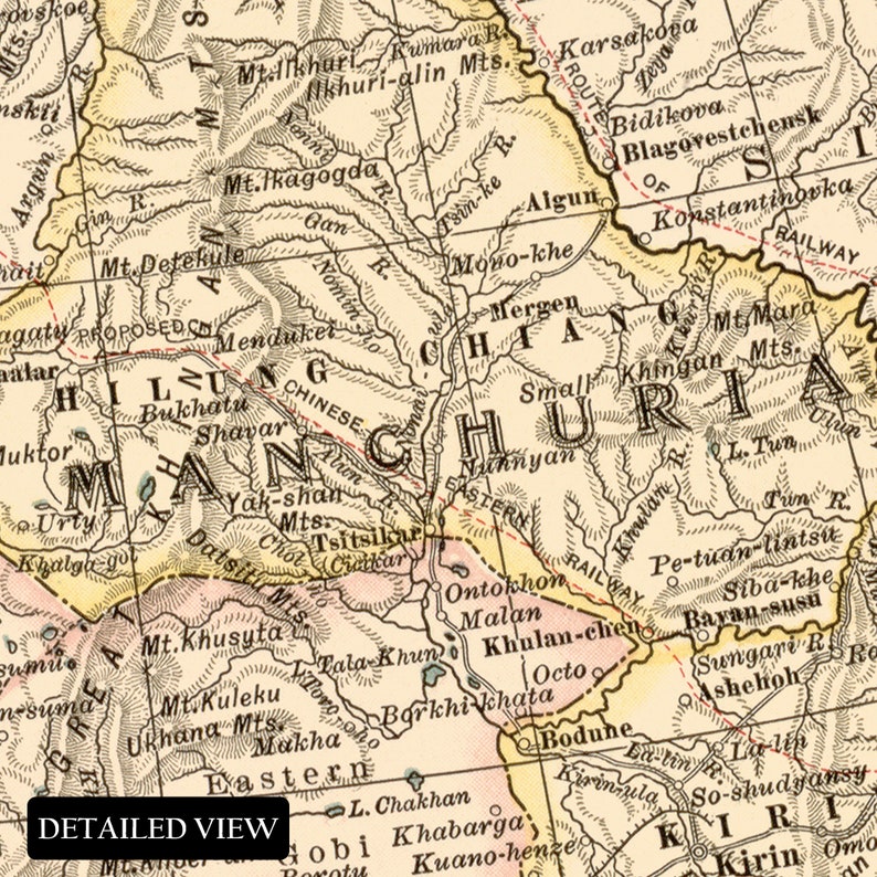 1897 the Century Atlas Chinese Empire Map Print - Vintage Map of China ...