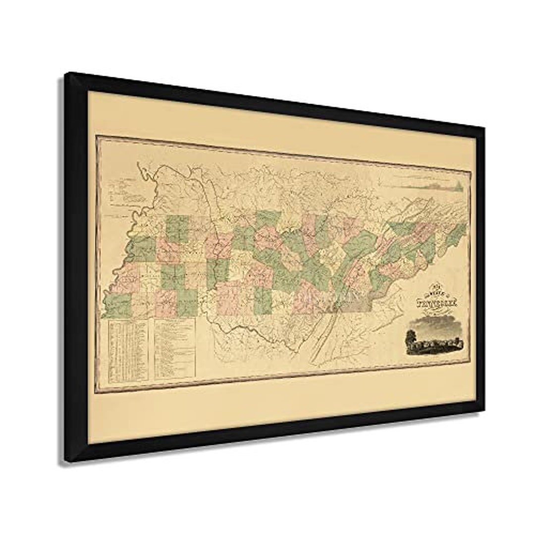 1832 Tennessee State Map - Framed Vintage Tennessee Wall Art - History ...