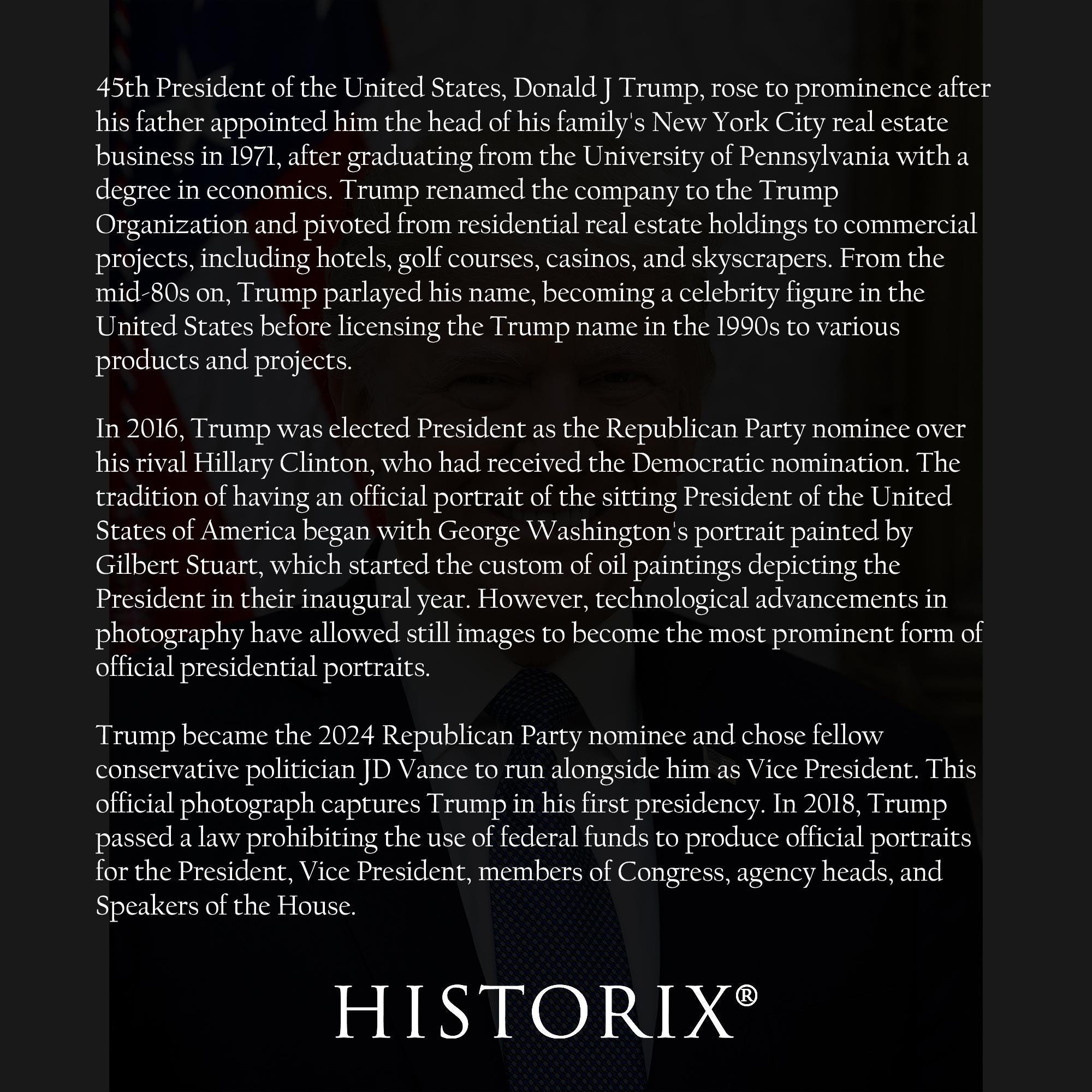 Donald Trump 45th President of the United States Official Portrait ...