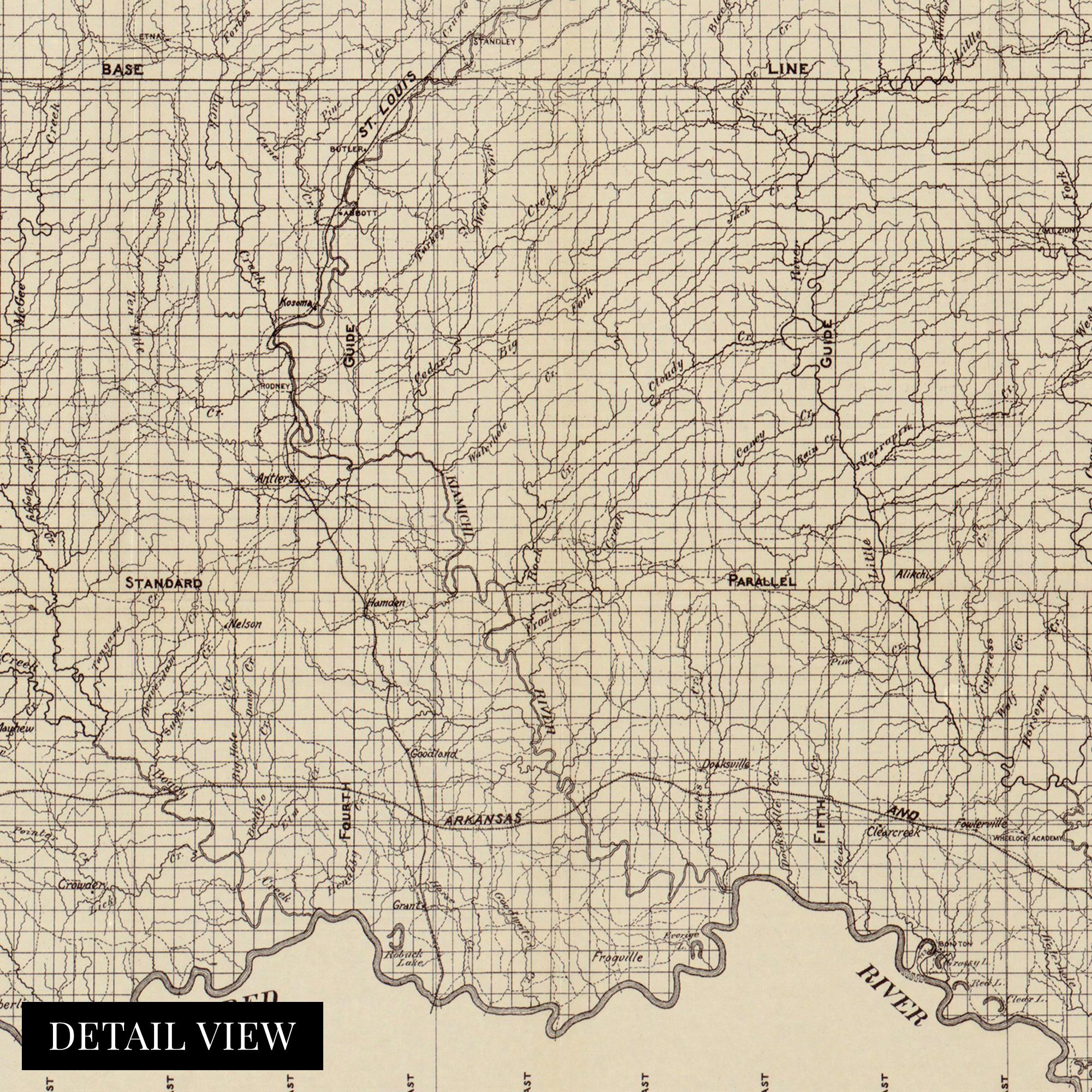 1900 Choctaw Nation of Oklahoma Map - Framed Vintage Oklahoma Map - Map ...