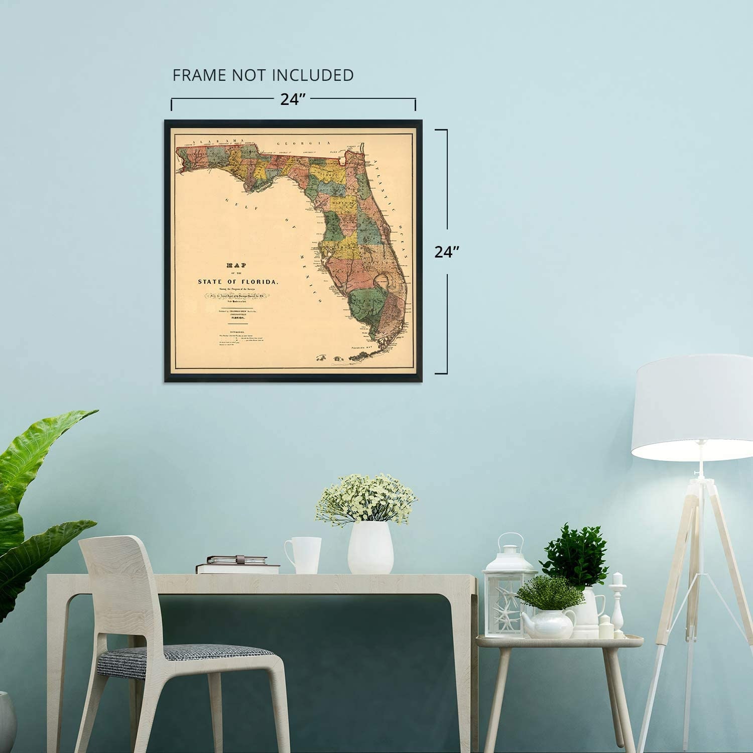 1856 Florida State Wall Map Vintage Map Wall Art Vintage - Etsy Ireland