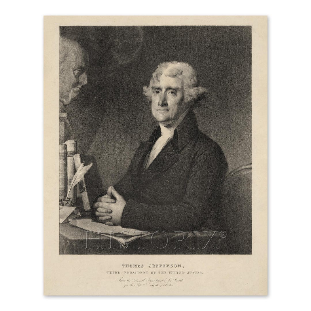 1825 Thomas Jefferson Portrait Photo Print - Restored Photo of United ...
