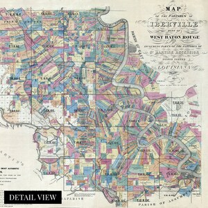 1883 West Baton Rouge Louisiana Map Old West Baton Rouge Map | Etsy