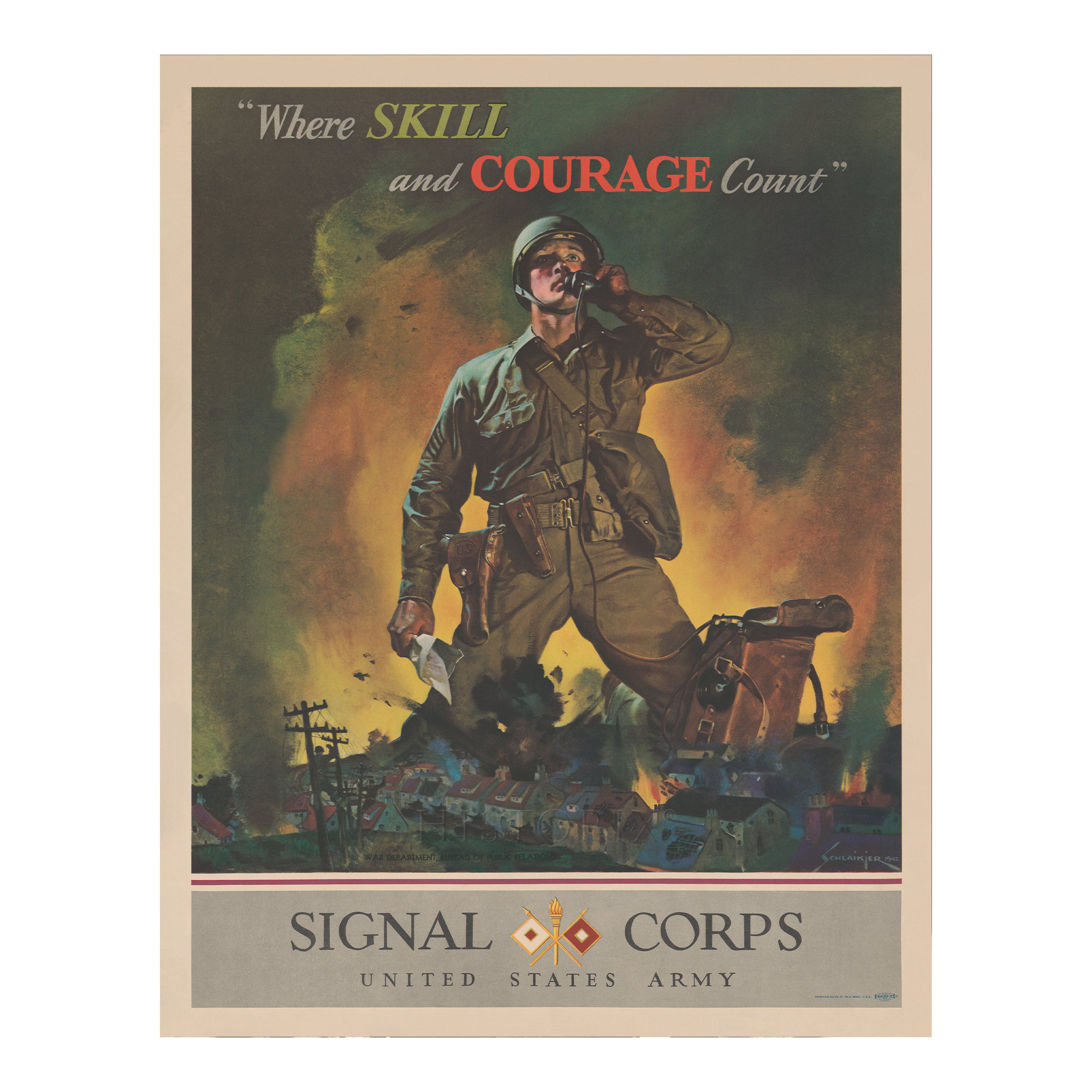 1942 Us Army Signal Corps Poster Print Where Skill And Etsy