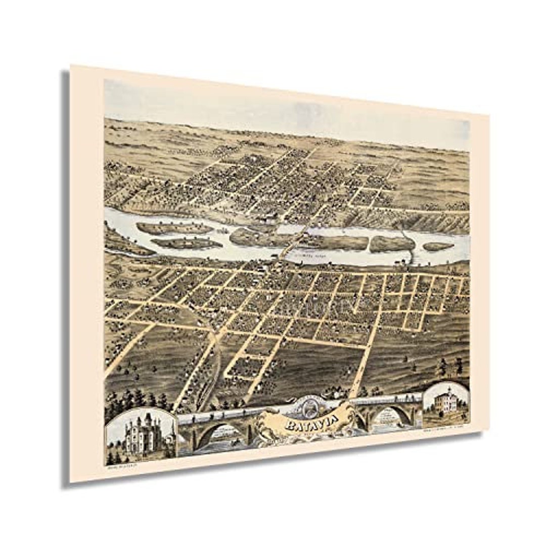 1869 Batavia Illinois Map - Old Map of Batavia IL Wall Art Poster ...