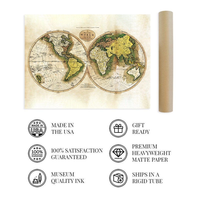 1795 Map of the World - Vintage Map Wall Art - Beautiful Wall Decor ...