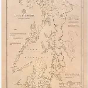 1889 Puget Sound Map Vintage Map of Puget Sound Washington | Etsy