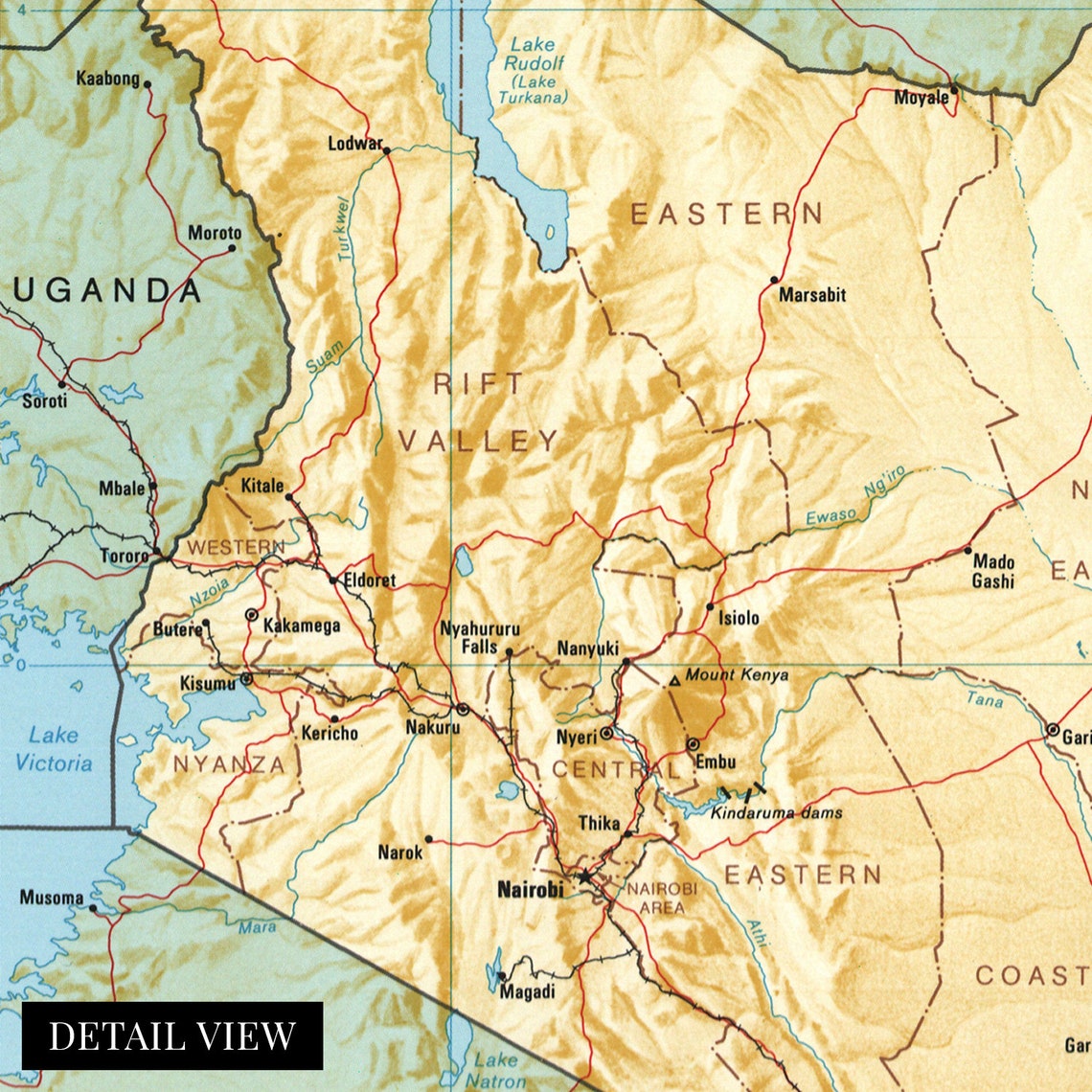 1988 Kenya Map Poster Kenya Wall Map Map of Kenya Africa - Etsy
