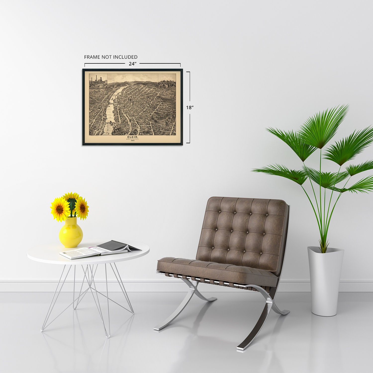 1880 Elgin Illinois Map Poster - History Map of Elgin Illinois Wall Art ...