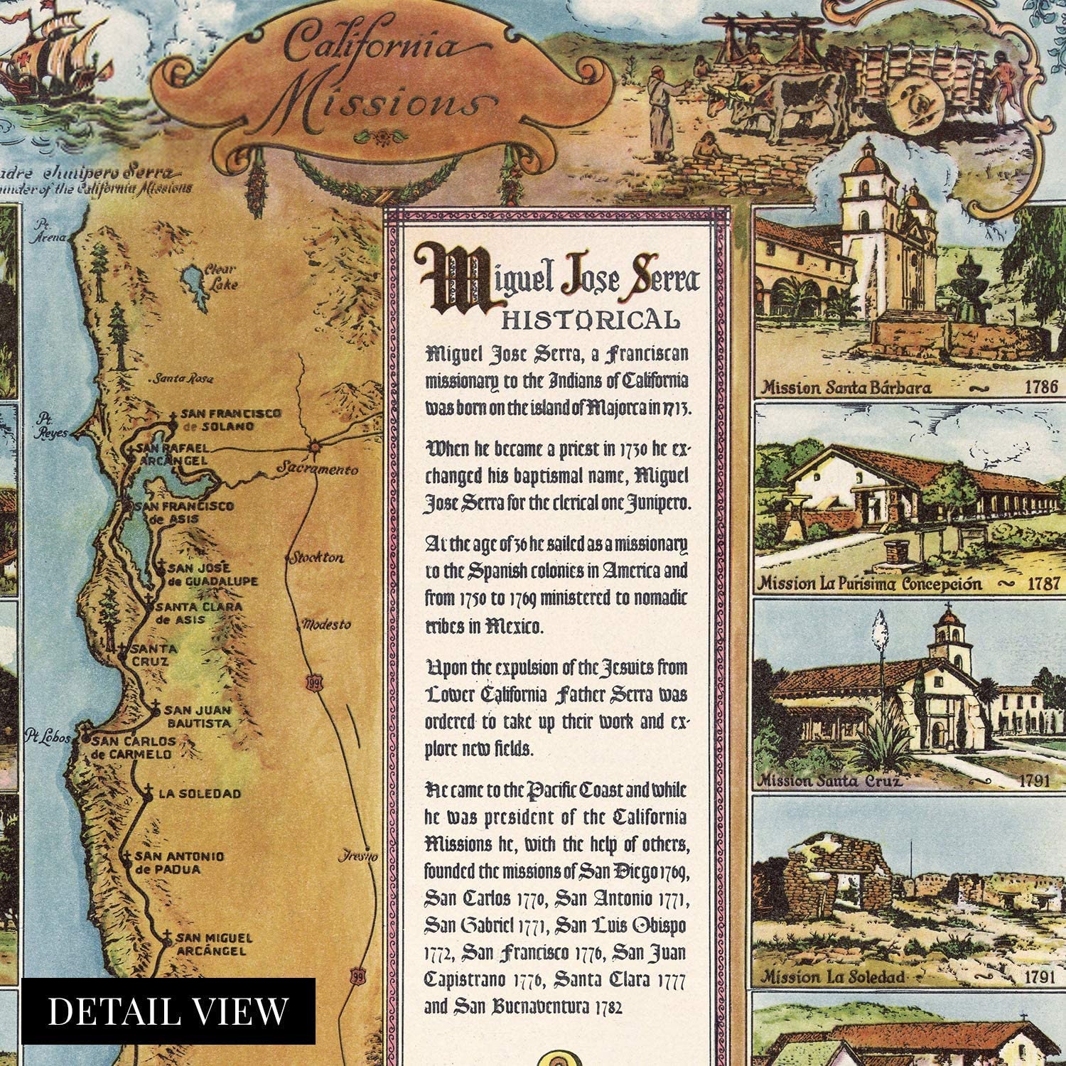 1949 California Missions Trail Map - California Missions Map ...