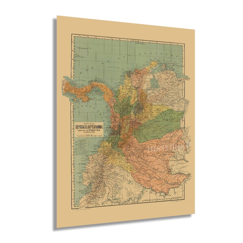 1911 Map of Colombia South America - Mapa De Colombia Poster - Old ...