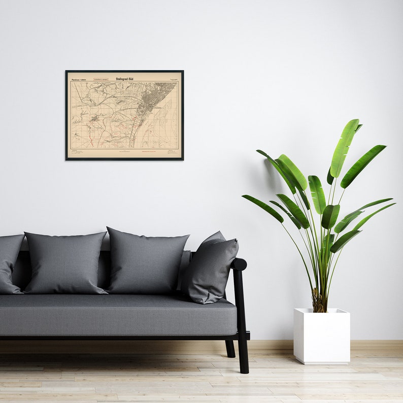 1942 Stalingrad Russia Map Poster - Map of Volgograd Russia - History ...