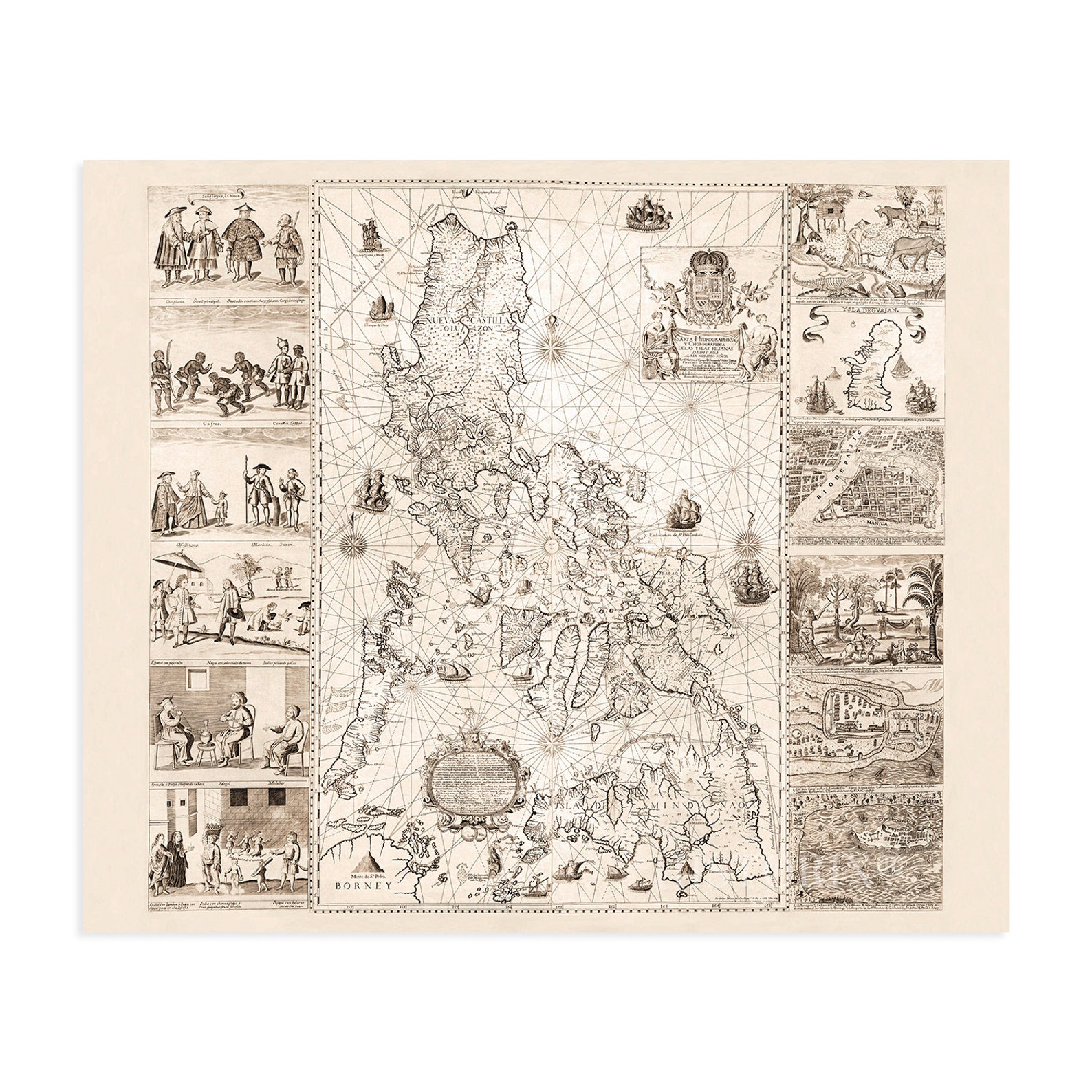1734 Map of the Philippines Philippines Wall Art Filipino - Etsy