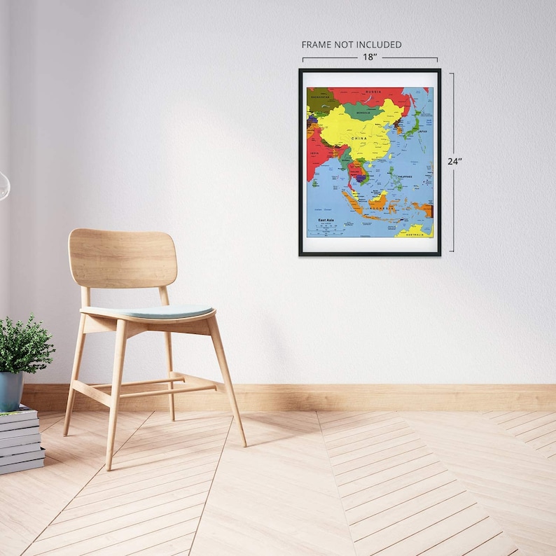 2004 East Asia Map Asia Map Poster East Asia Wall Art Map of Asia ...