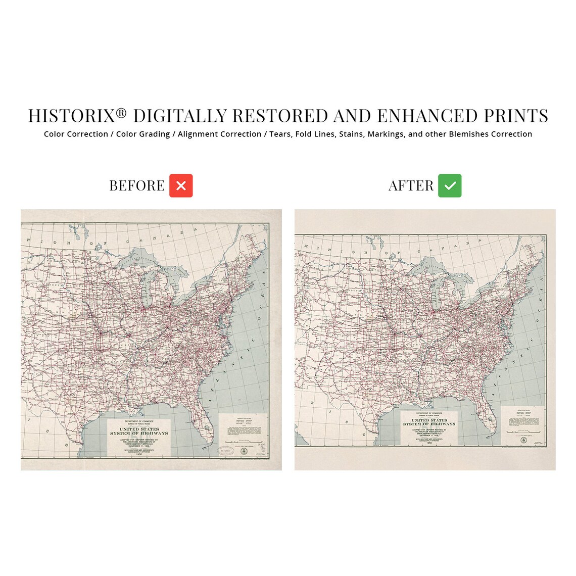 1950 United States Map System of Highways - Old Map of the United ...