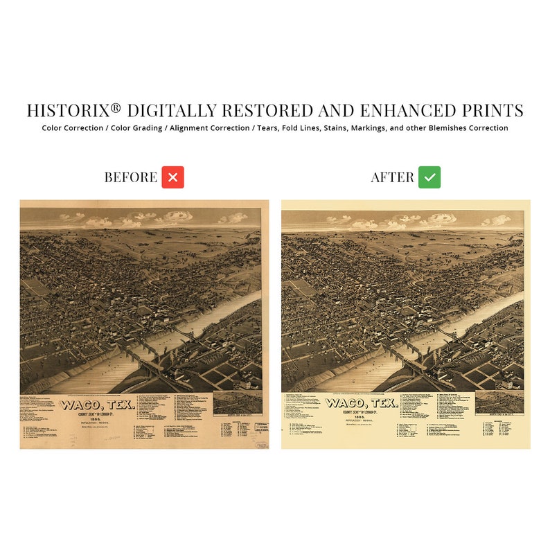 1886 Waco Texas Map - Map of Waco Mclennan County Map - History Map of ...