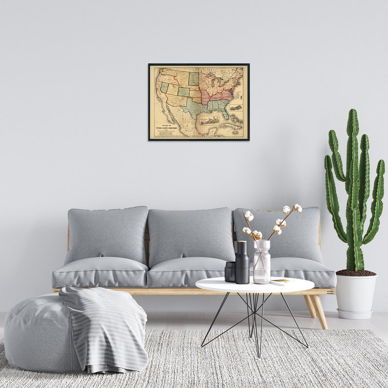 1861 American Civil War Map Vintage Map of the United States - Etsy