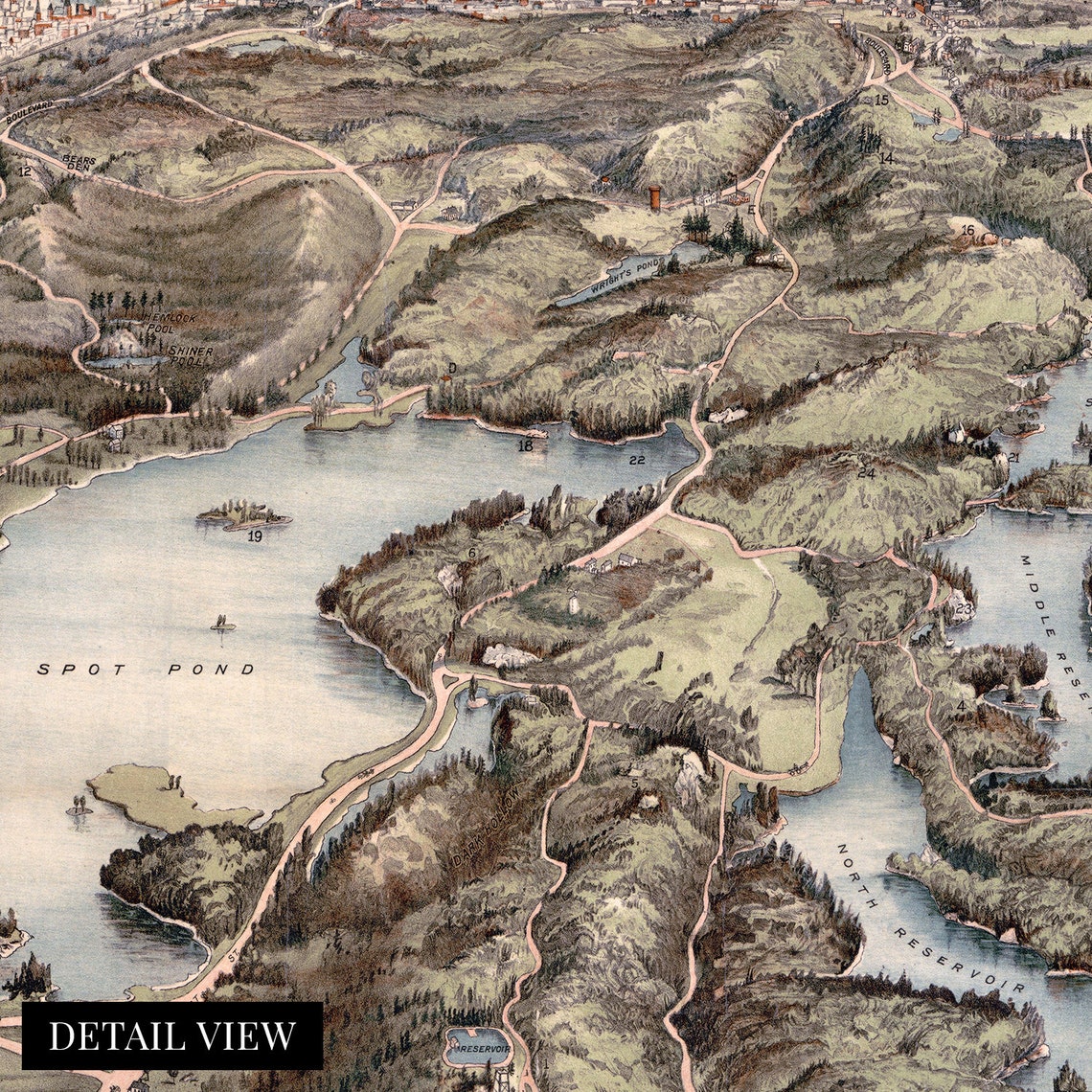 1903 Middlesex Fells Map Old Middlesex Fells Reservation Map - Etsy