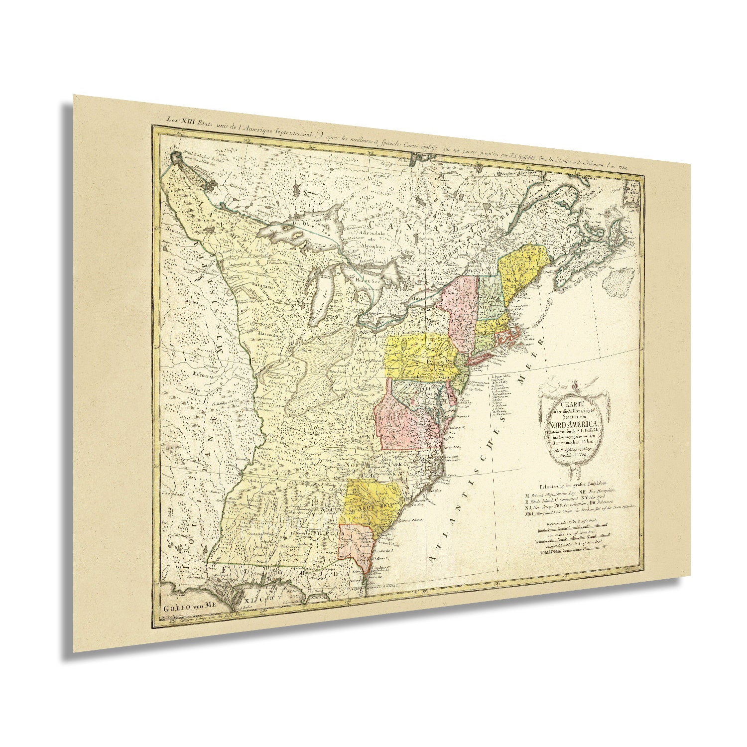 1784 North America Map of United States Vintage United States Map ...