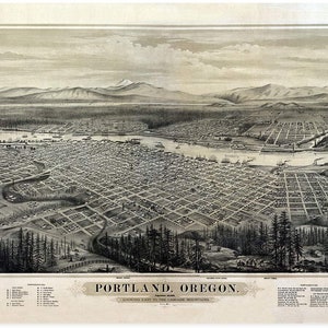 1879 Portland Oregon Map Art - Portland Oregon Vintage Map Wall Art ...