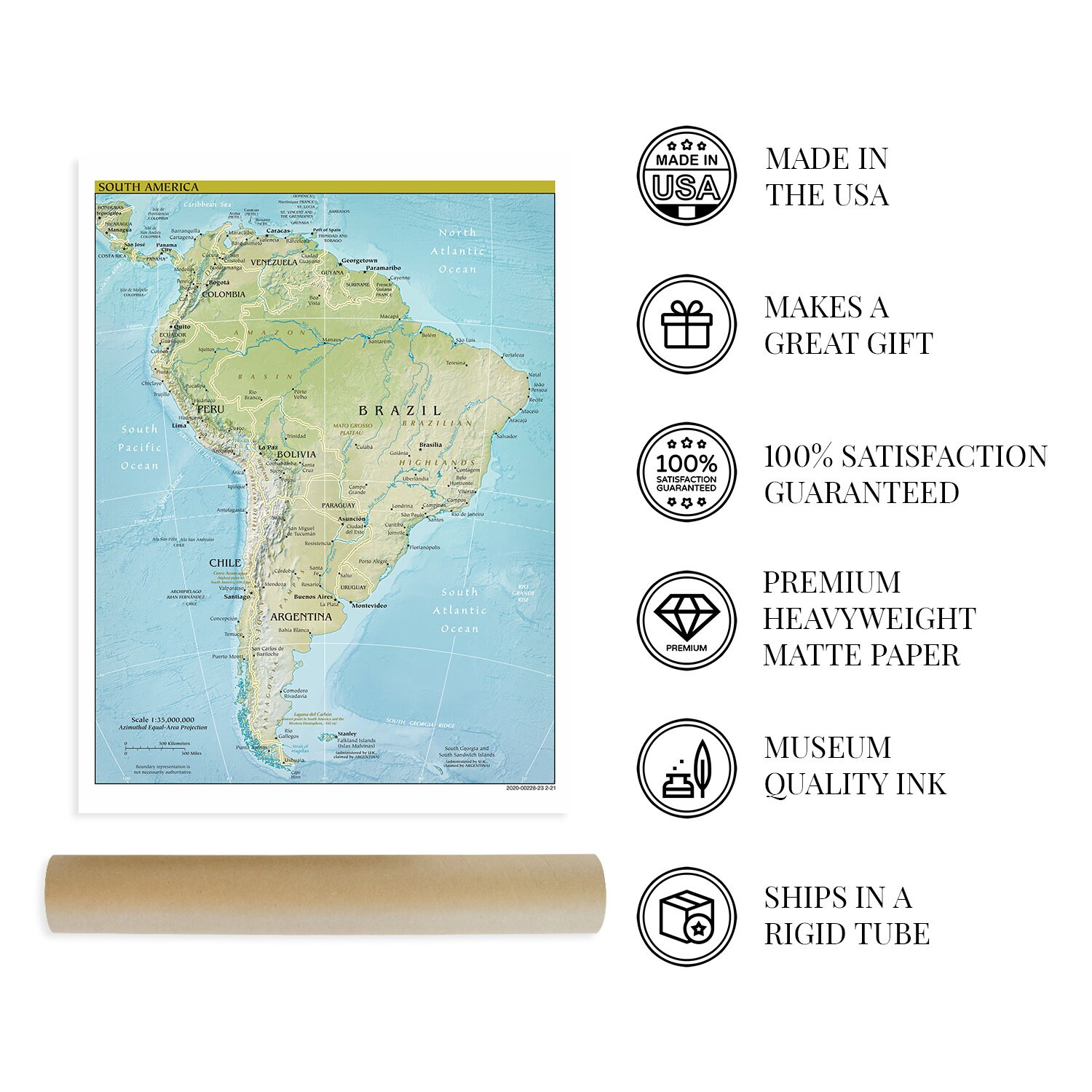 2021 South America Map Poster - South America Wall Map - Map of South ...